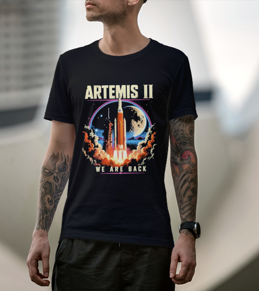 NASA Artemis II We Are Back Rocket Launch Moon Mission T-Shirt