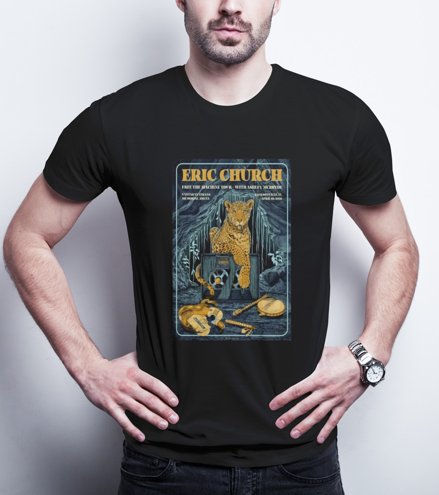 Eric Church Free The Machine Tour Jacksonville FL Vystar Veterans Memorial Arena April 10 2026 T-Shirt