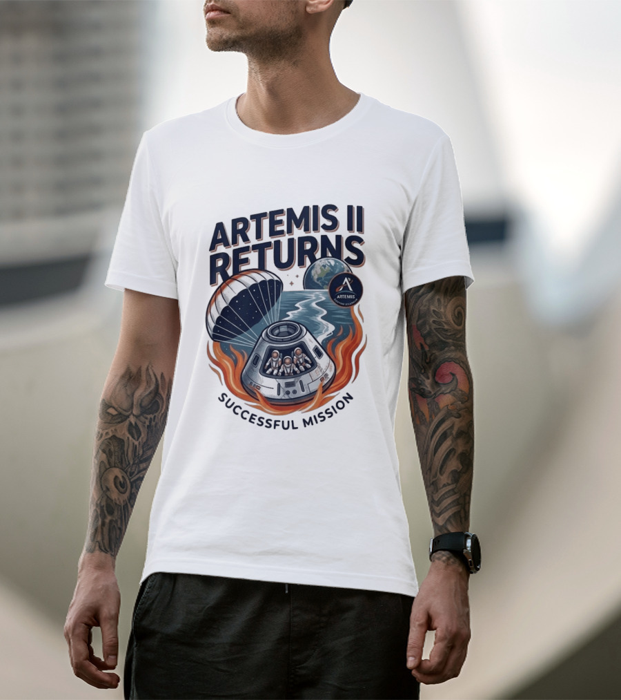 Artemis II Returns Successful Mission Capsule Parachute Earth T-Shirt