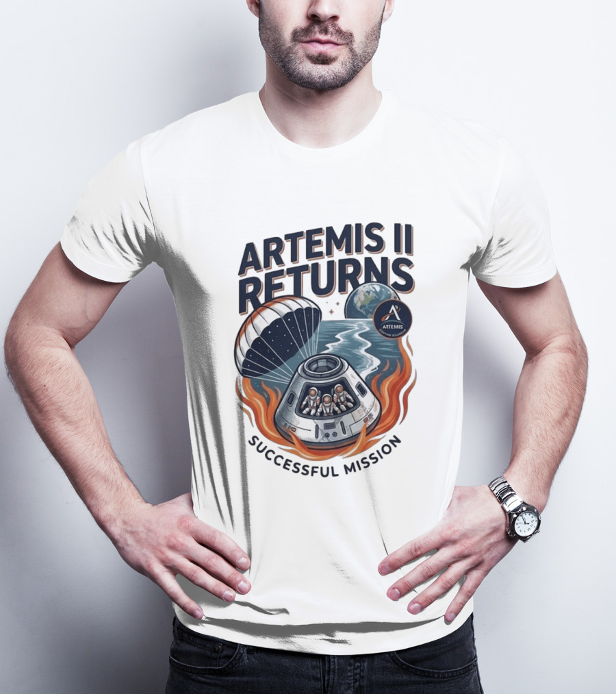Artemis II Returns Successful Mission Capsule Parachute Earth T-Shirt