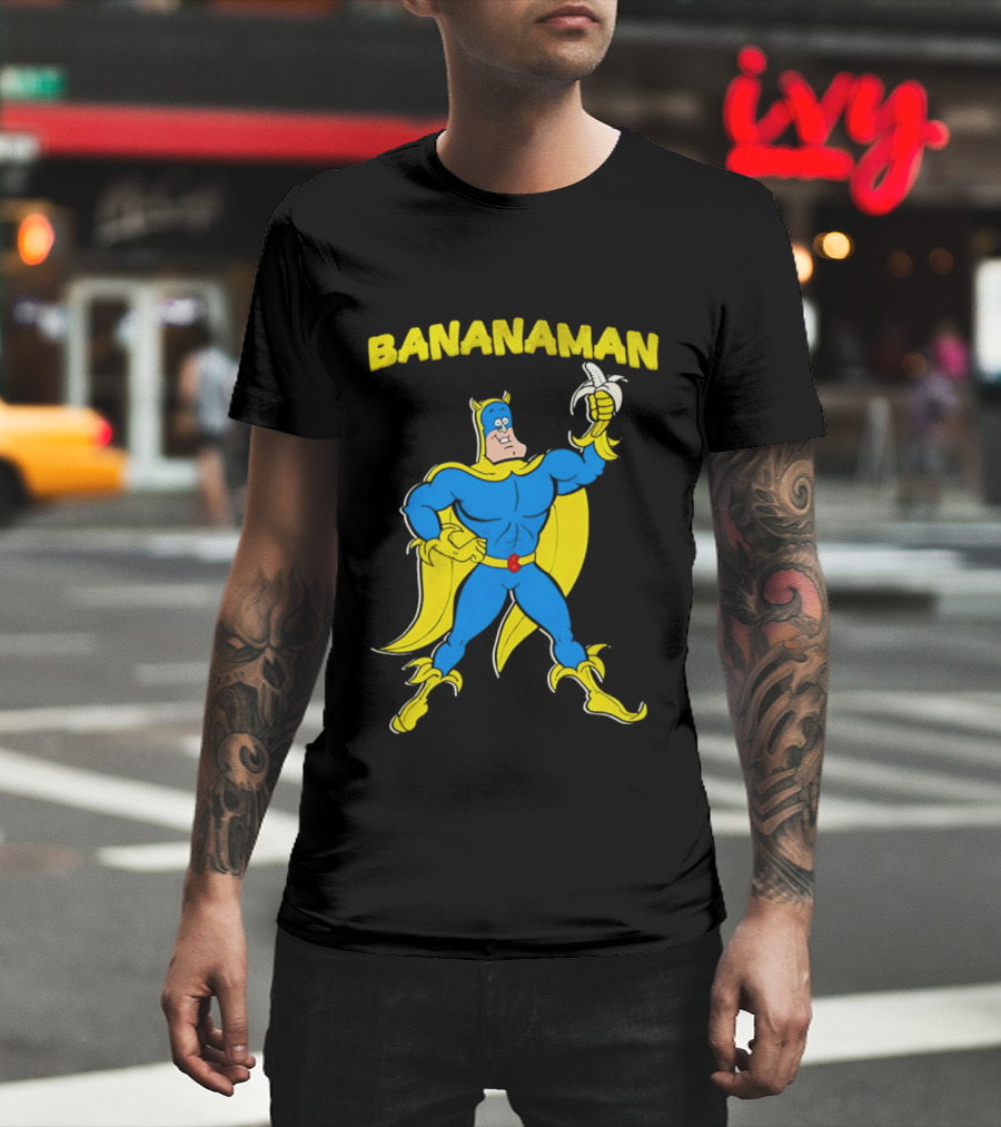 Bananaman Cartoon Superhero With Banana T-Shirt
