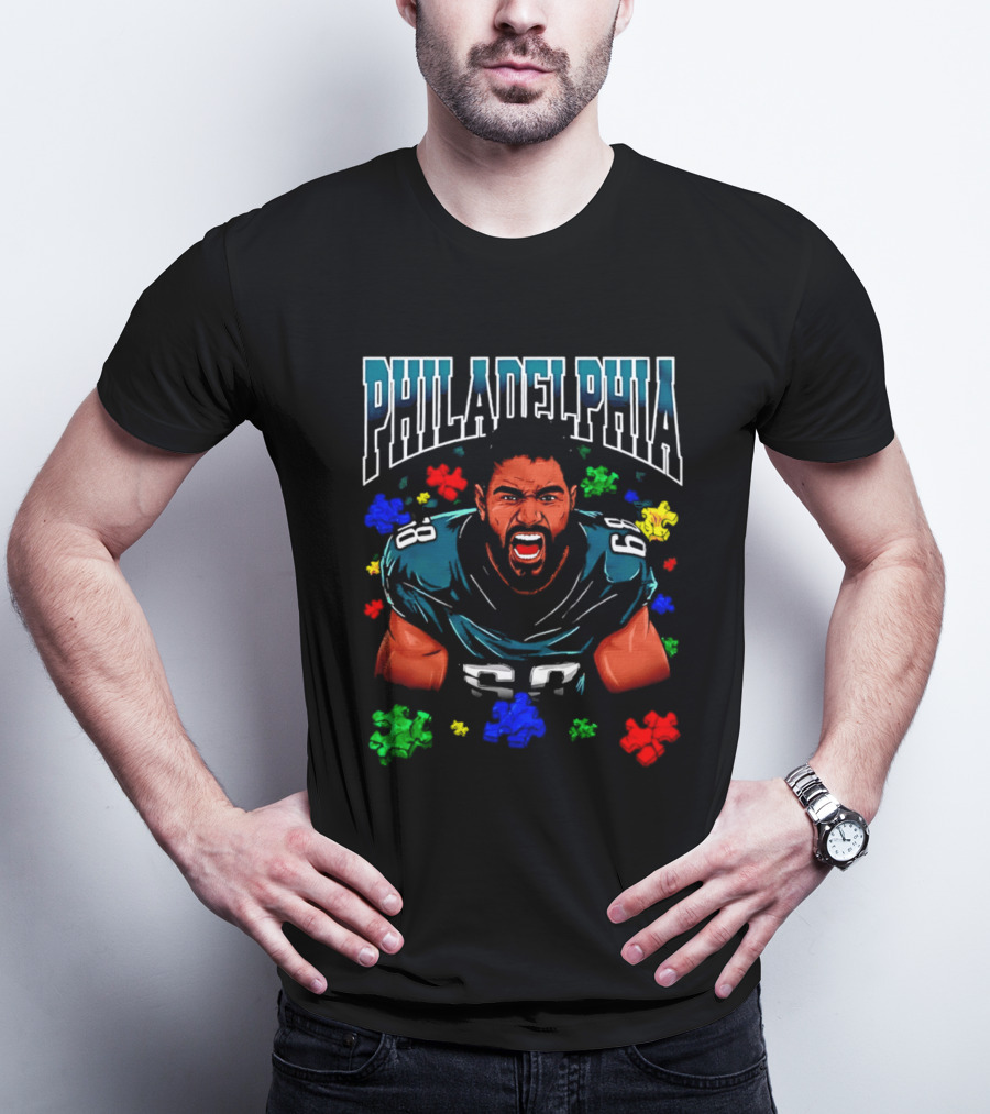 Jalen Carter Philadelphia Eagles Puzzle Piece Football T-Shirt