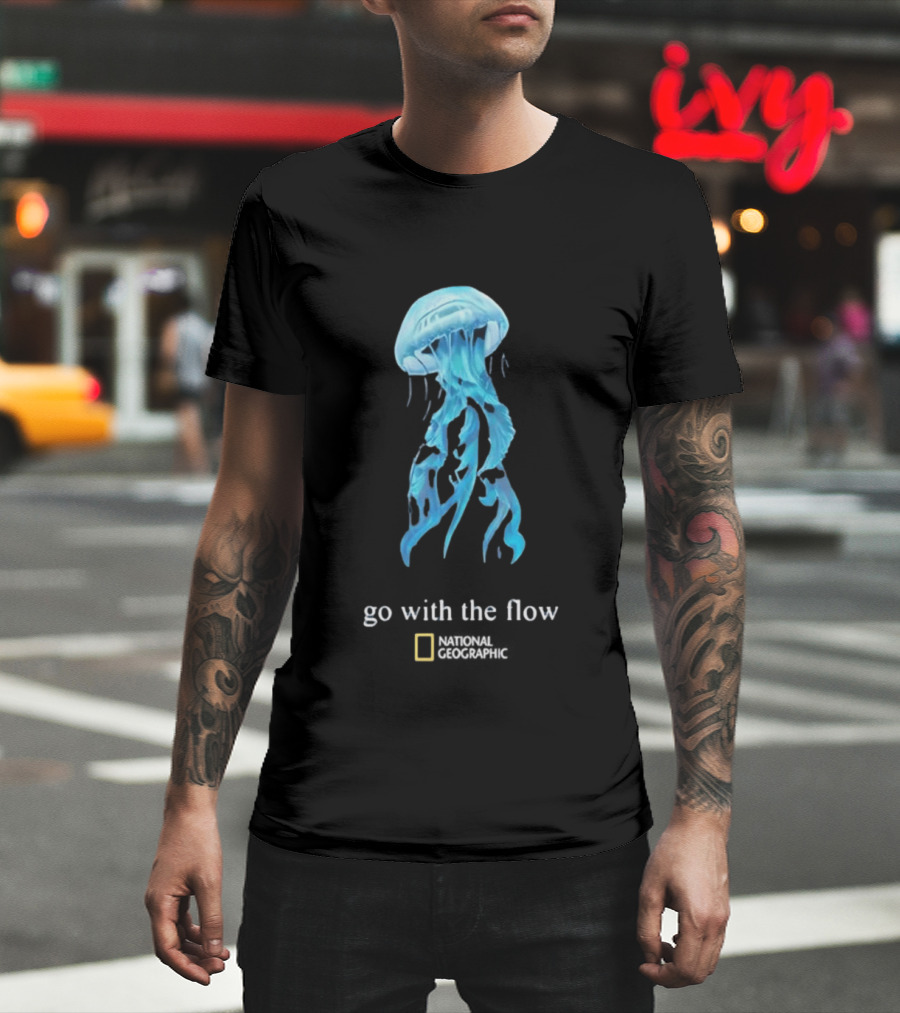 Jellyfish Go With The Flow National Geographic Blue Ocean T-Shirt