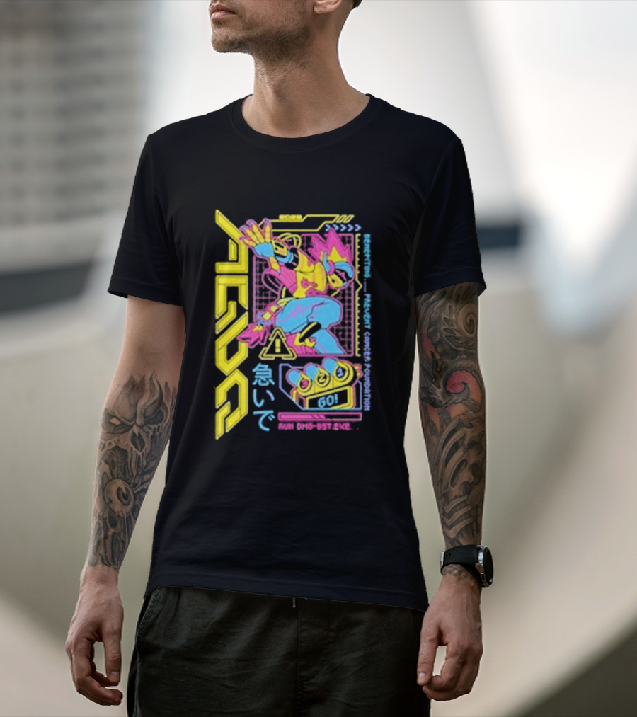 The Yetee AGDQ 26 Neon Anime Mech Retro Japanese T-Shirt