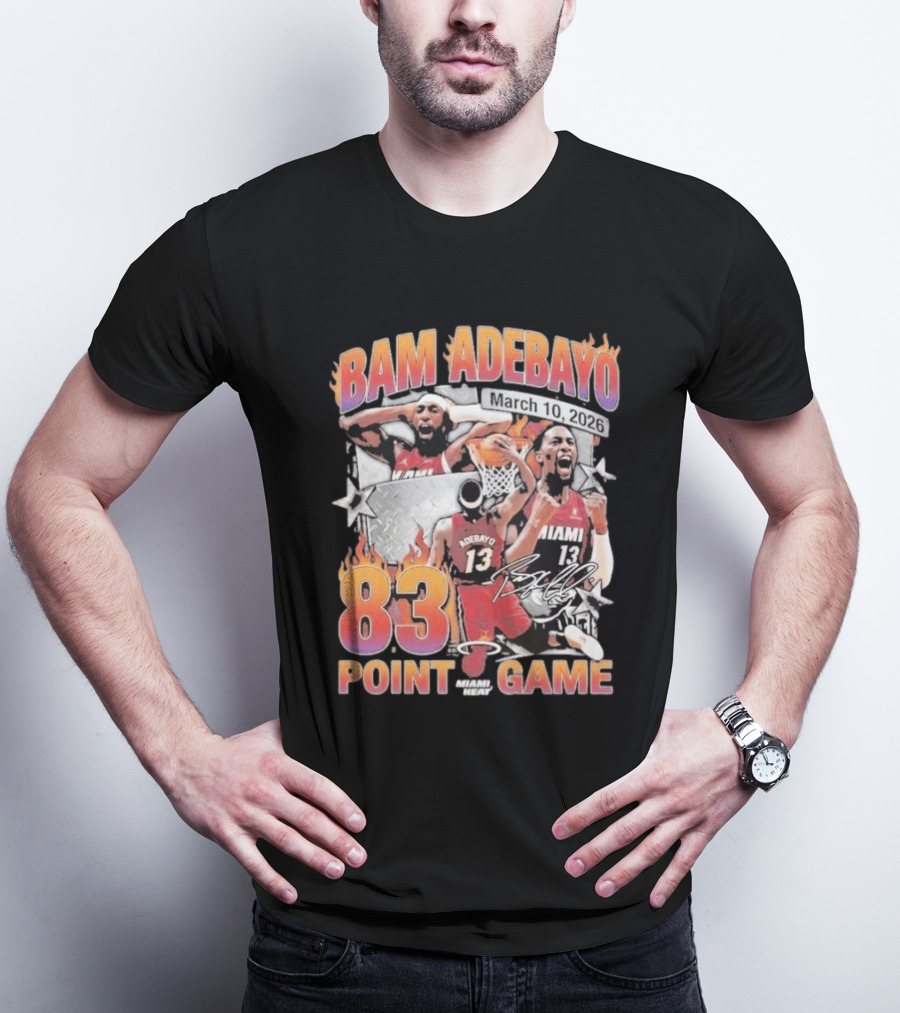 Bam Adebayo March 10 2026 Miami Heat 83 Point Game T-Shirt