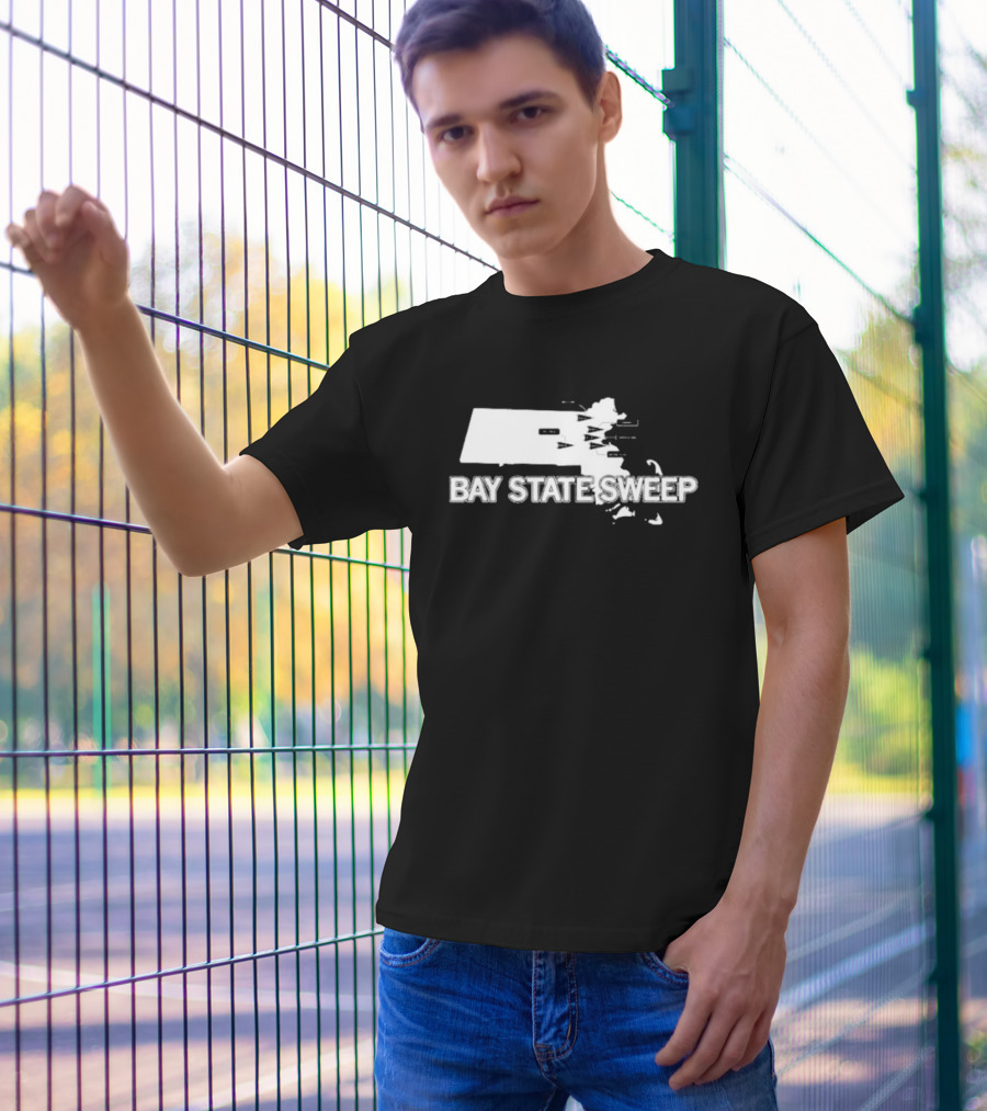 Bay State Sweep Massachusetts Map Landmarks T-Shirt