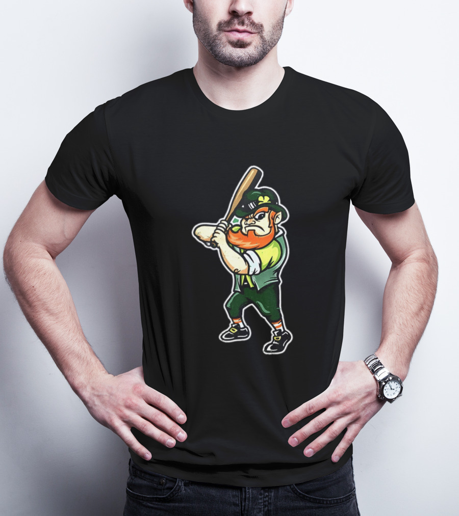 Leprechaun Saint Patrick's Day Baseball Player Iconic Irish T-Shirt