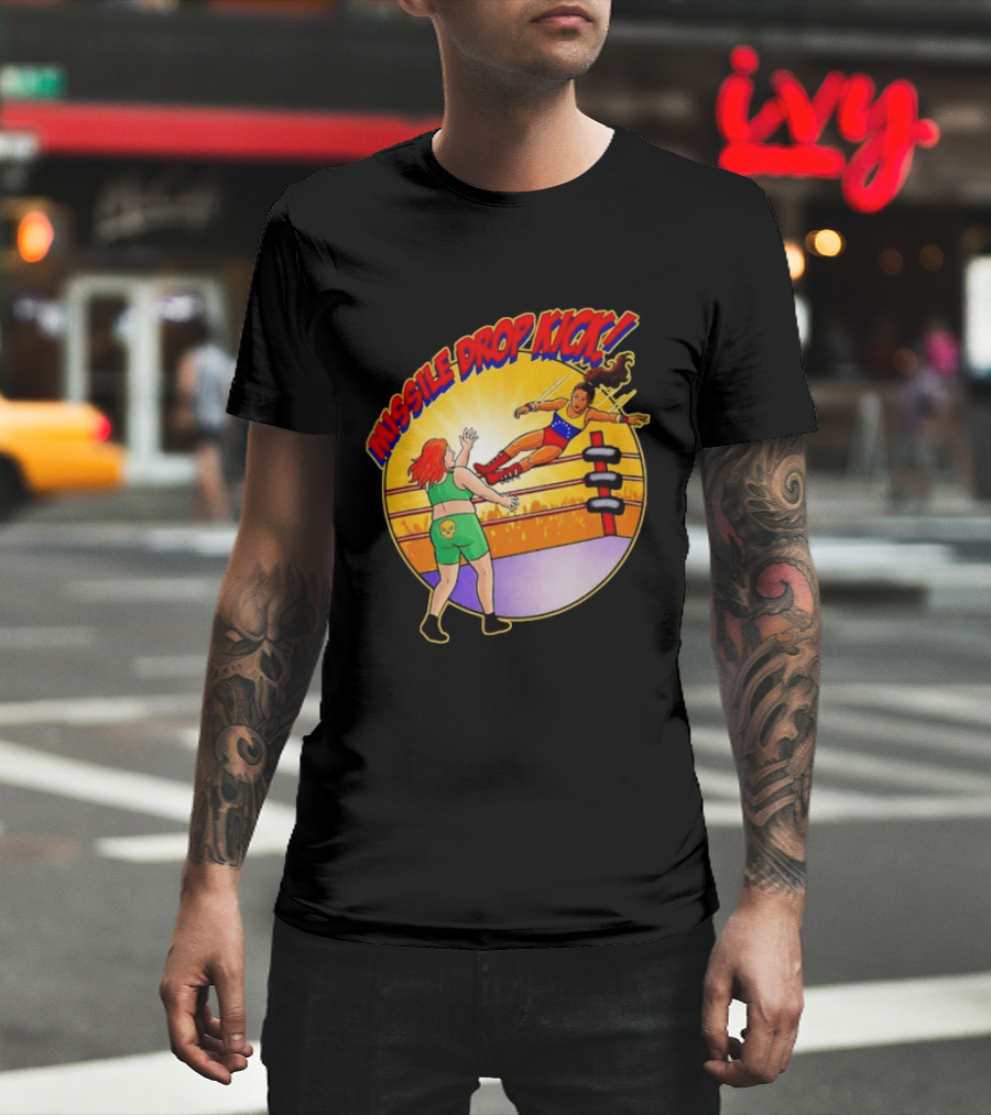 Missile Drop Kick Wrestling Move In Classic Ring Showdown T-Shirt