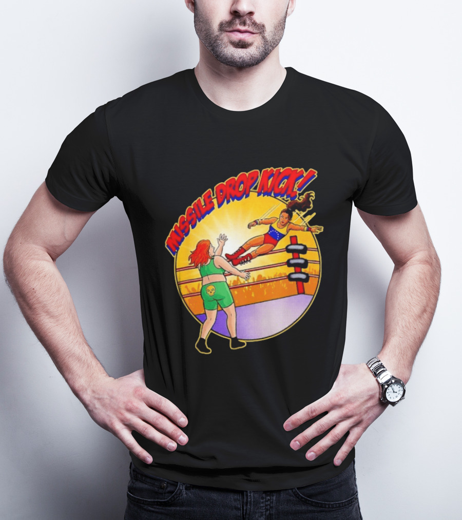Missile Drop Kick Wrestling Move In Classic Ring Showdown T-Shirt