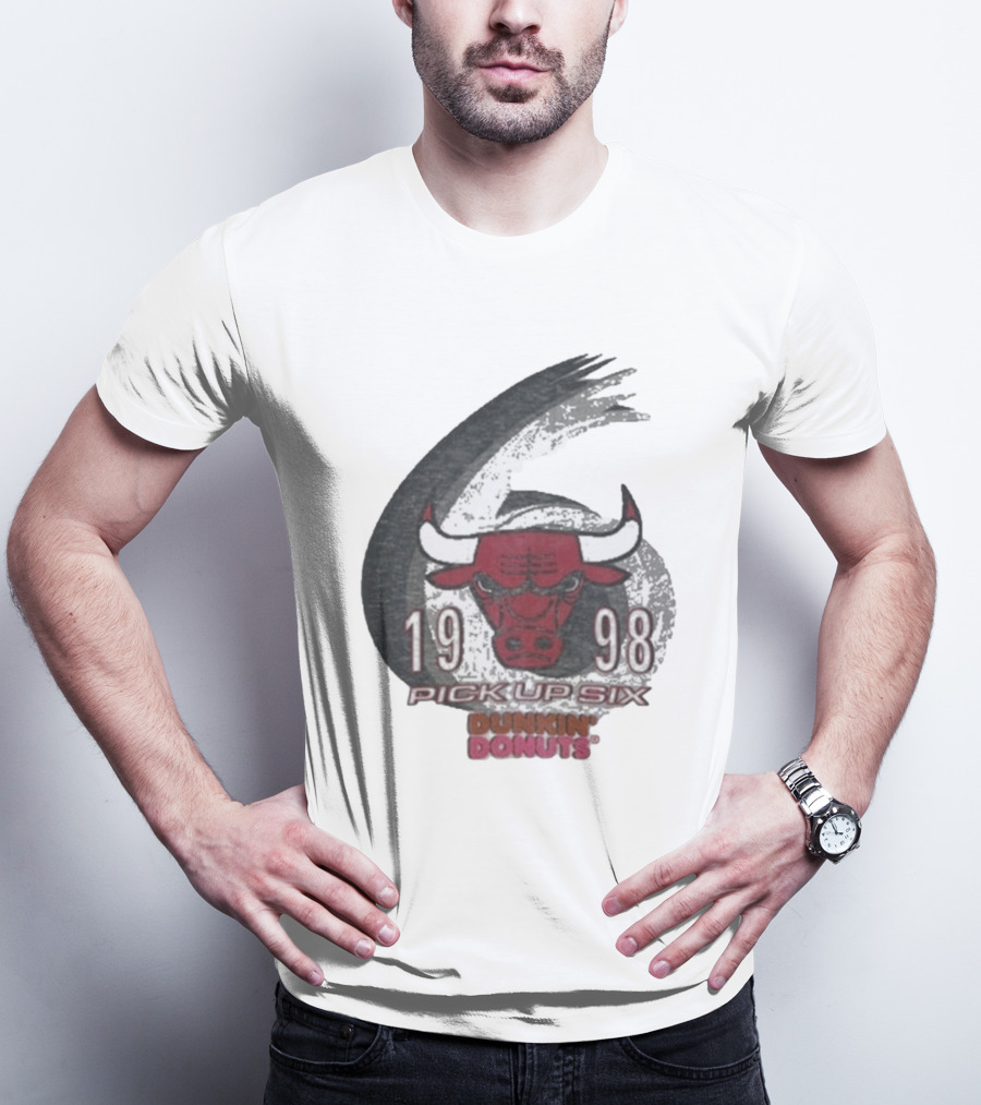 1998 Chicago Bulls Pick Up Six Dunkin' Donuts Promo T-Shirt