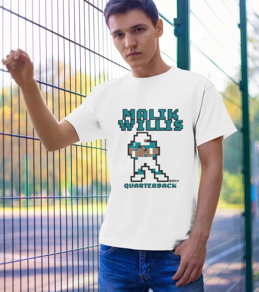 Malik Willis Retro Pixel Quarterback Miami Baller T-Shirt