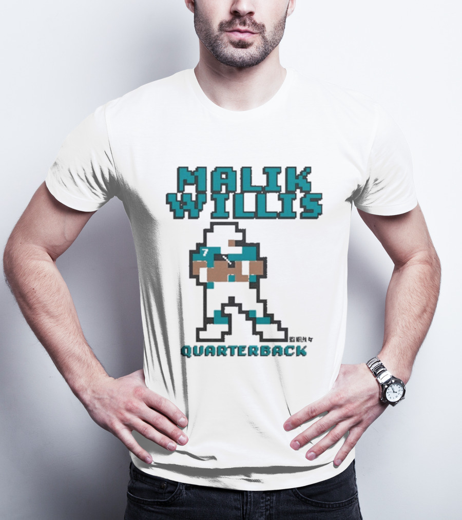 Malik Willis Retro Pixel Quarterback Miami Baller T-Shirt