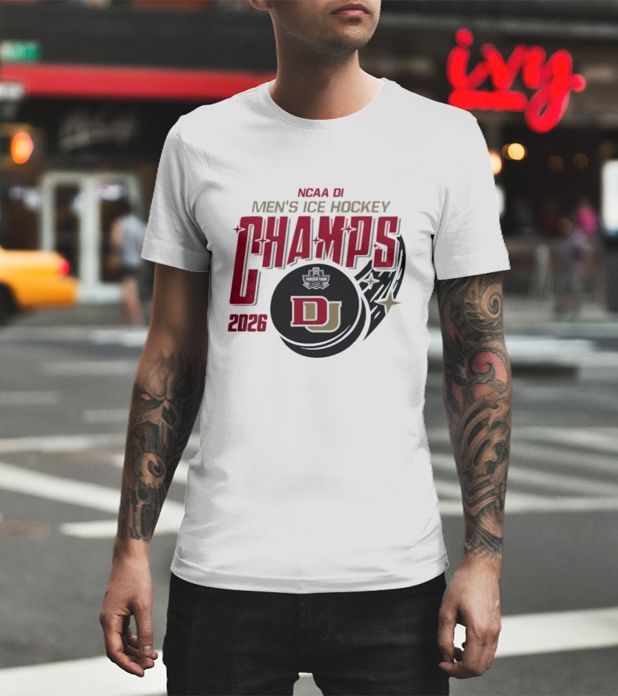NCAA DI Men's Ice Hockey Champs 2026 DJ Denver Pioneers T-Shirt