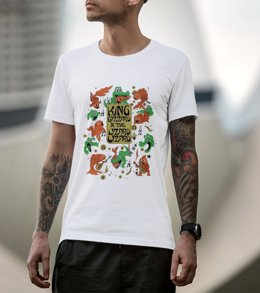 King Gizzard And The Lizard Wizard Fish Graphics With Musical Notes T-Shirt