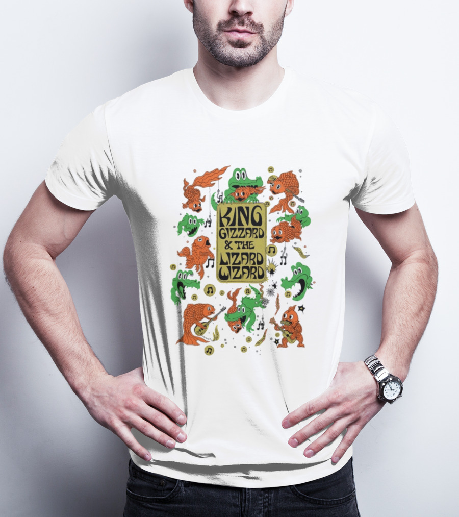 King Gizzard And The Lizard Wizard Fish Graphics With Musical Notes T-Shirt