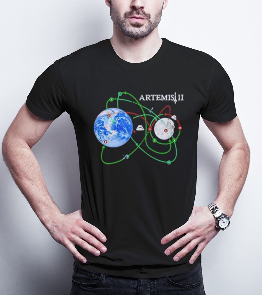 Artemis II NASA Moon Mission Pathways Earth And Moon T-Shirt