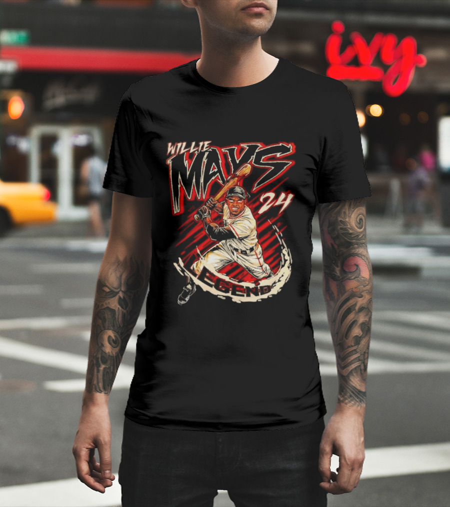 Willie Mays 24 San Francisco Giants Planet Euphoria Player Baseball T-Shirt
