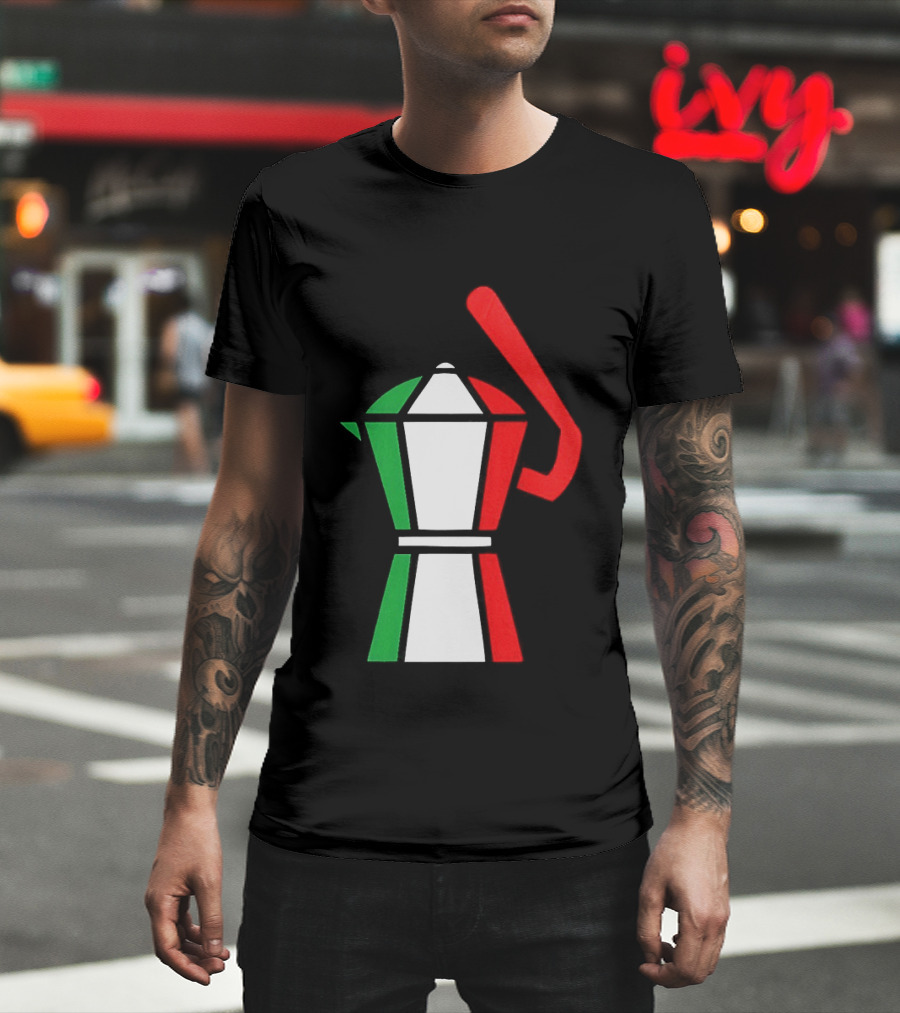 Italy Coffee Pot Italian Flag Colors White T-Shirt