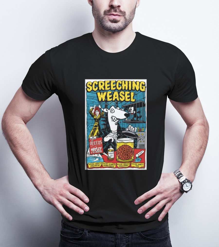 Screeching Weasel Show March 19 2026 District Music Hall With The Queers And Hayley And The Crushers T-Shirt