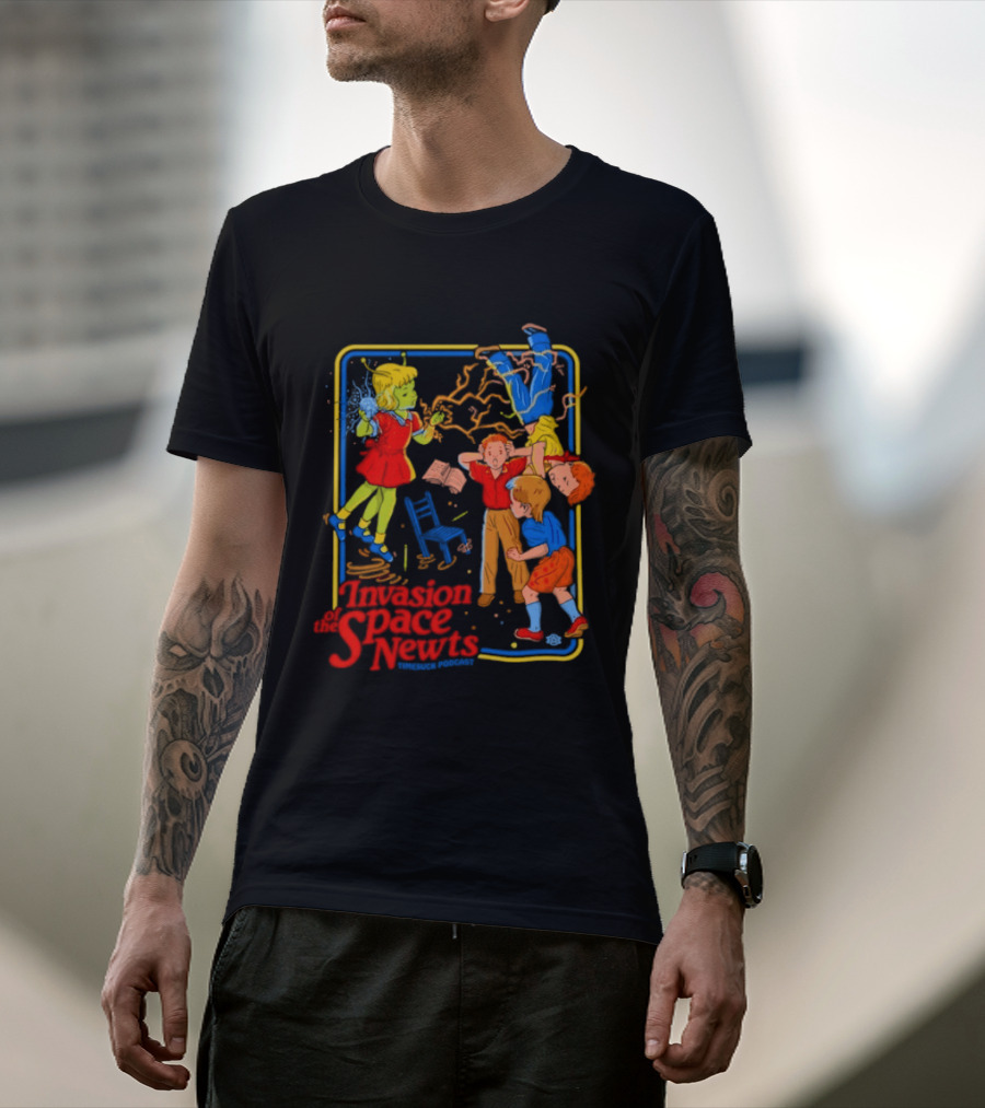 Invasion Of The Space Newts Retro Sci Fi Kids Adventure T-Shirt