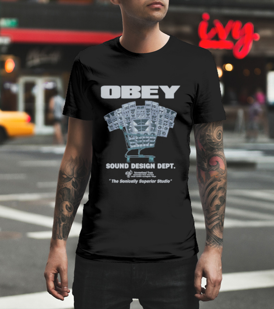 Obey Sound Waves Department Music Shopping Cart Revolution T-Shirt