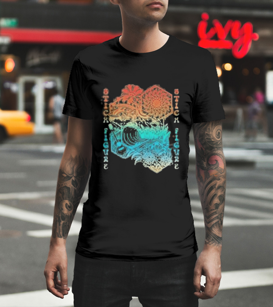 Stick Figure Coastal Cruiser Sun And Waves T-Shirt
