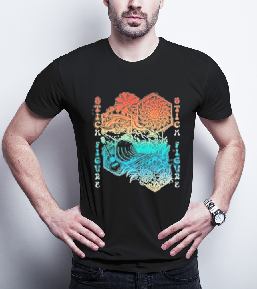 Stick Figure Coastal Cruiser Sun And Waves T-Shirt