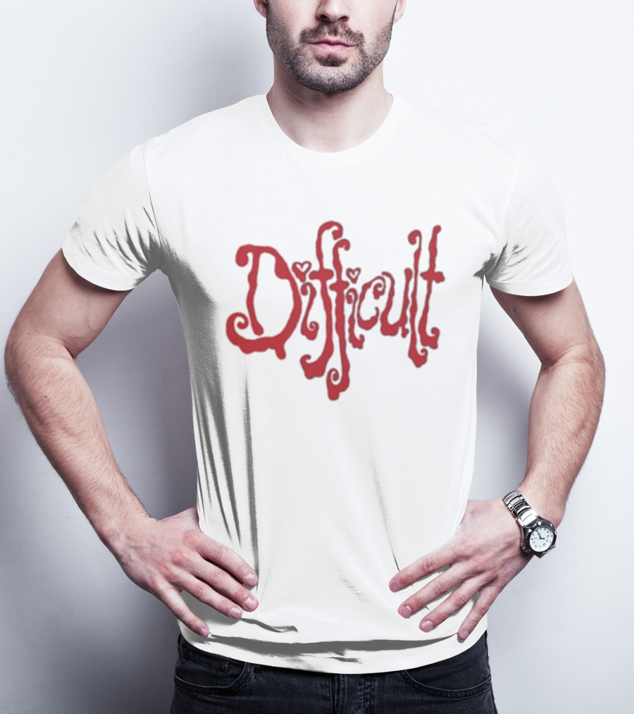 Lonely Club Difficult Red Heart Lettering T-Shirt