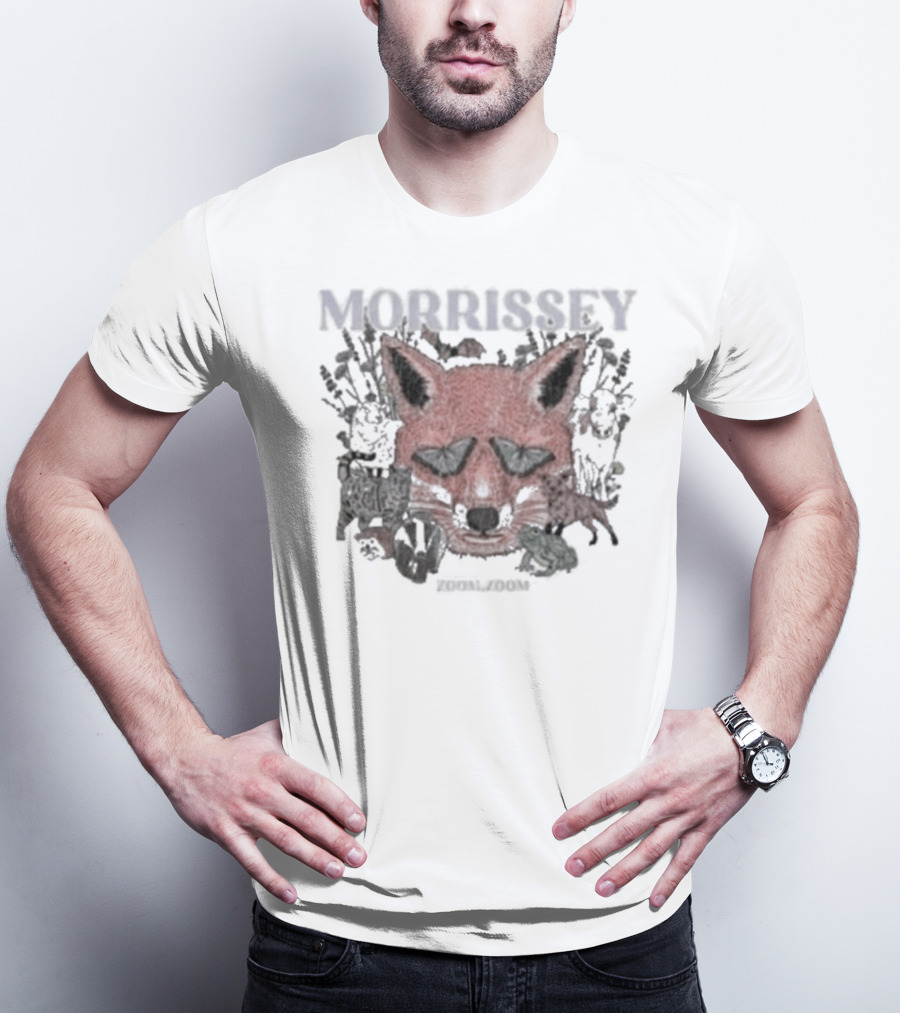 Morrissey Red Fox Face Floral Background Mporium Zoom T-Shirt