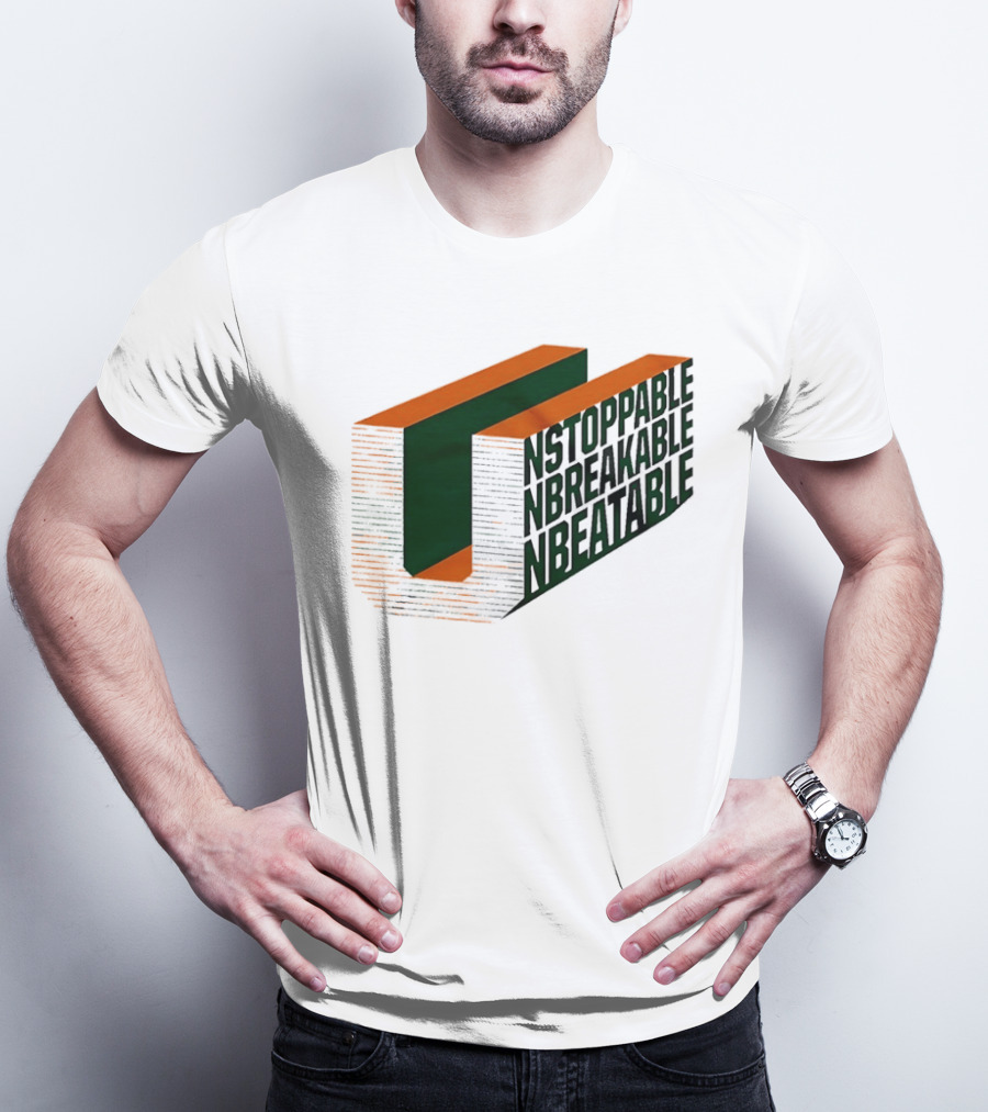 Unstoppable Unbreakable Unbeatable Bold 3D Text Optical Illusion T-Shirt