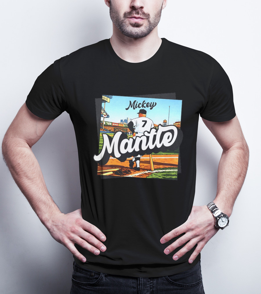 Mickey Mantle New York Yankees Baseball Stadium Number 7 T-Shirt