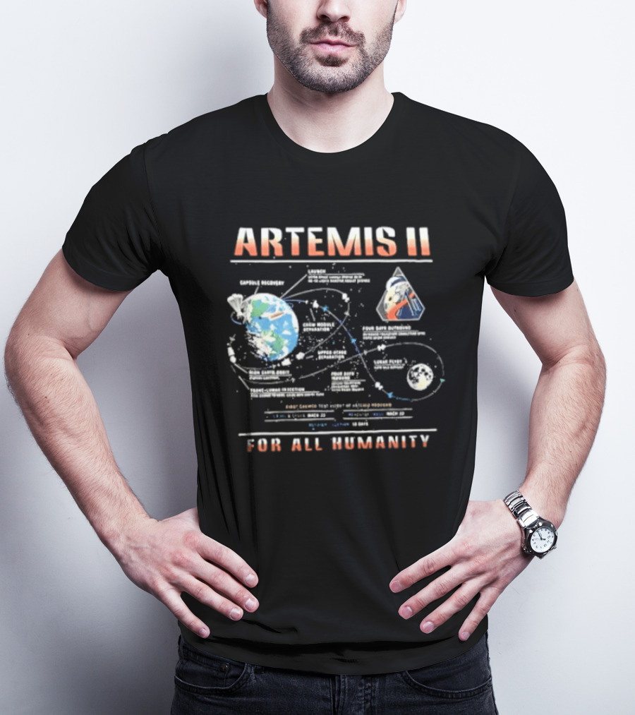Artemis II Earth Lunar Missions For All Humanity T-Shirt