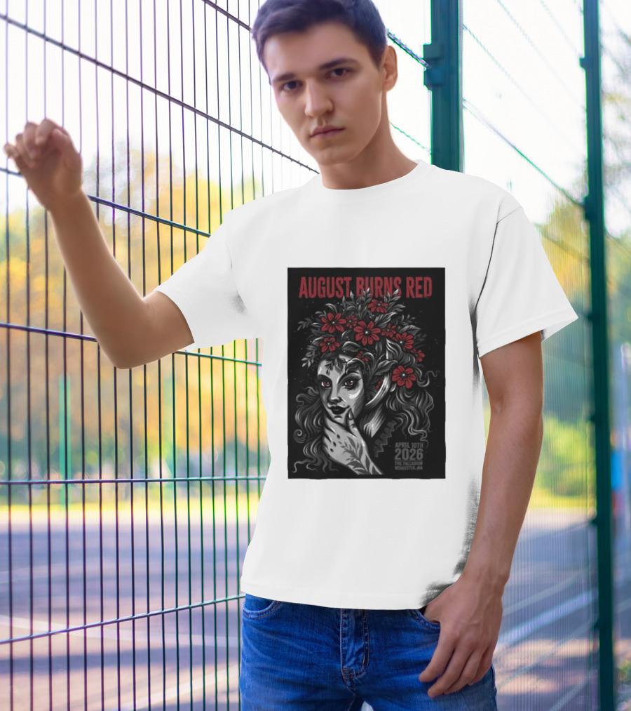 August Burns Red Concert April 10 2026 The Palladium Worcester MA Floral Headpiece T-Shirt