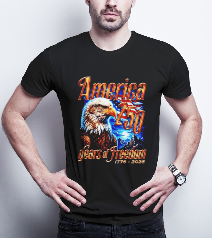 America 250 Years Of Freedom 1776 2026 Eagle Flag T-Shirt