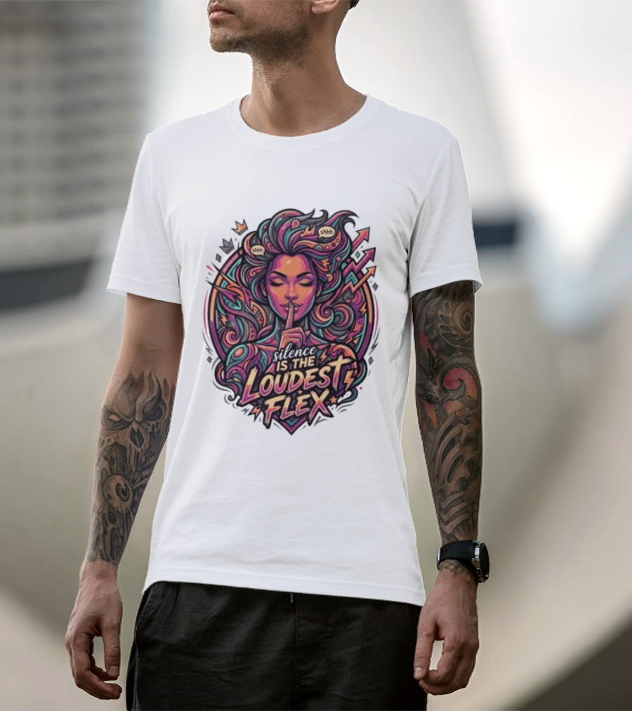 Shhh Silence Is The Loudest Flex Zen Art Nouveau Aesthetic T-Shirt