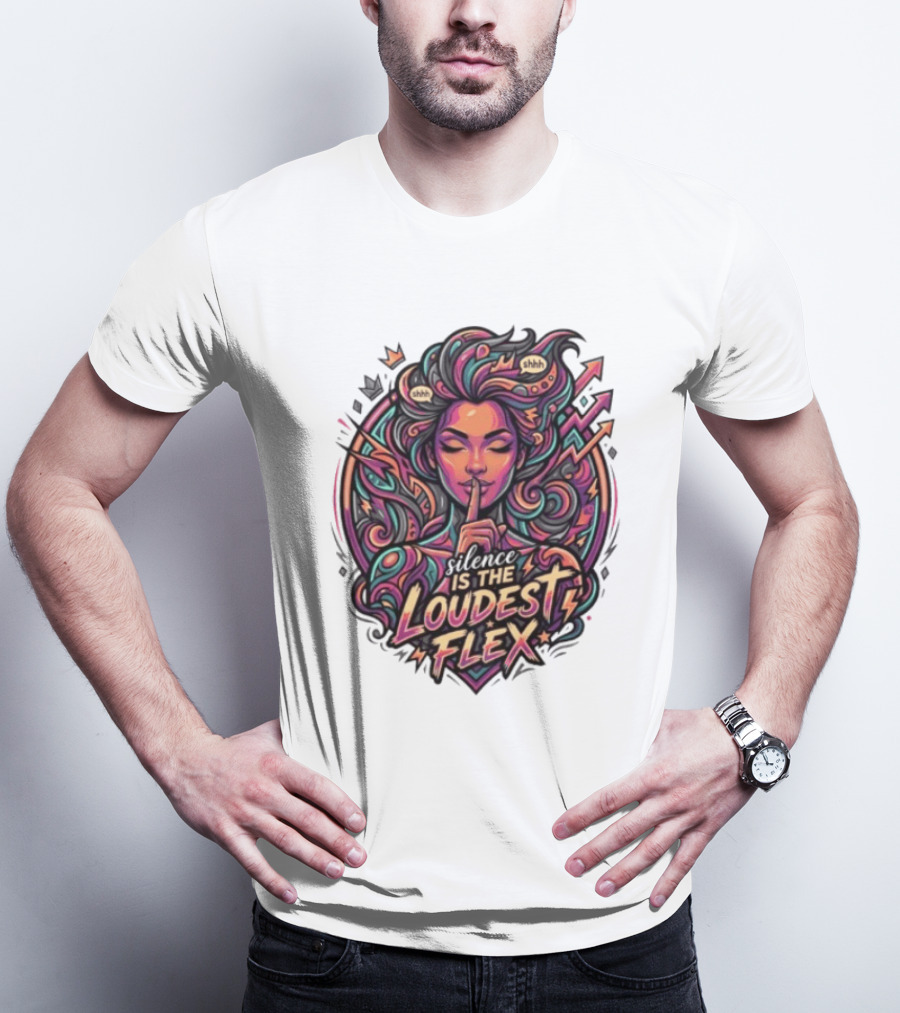 Shhh Silence Is The Loudest Flex Zen Art Nouveau Aesthetic T-Shirt