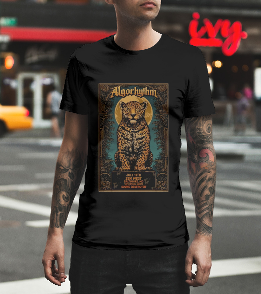 Algorhythm July 17th Zen West Baltimore MD Sound Destroyer Jaguar T-Shirt