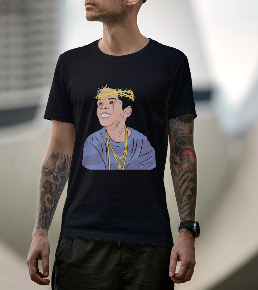 Flygod 10 Year Anniversary Unique Graphic With Golden Crown And Tearful Smile T-Shirt