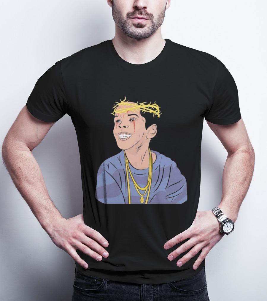 Flygod 10 Year Anniversary Unique Graphic With Golden Crown And Tearful Smile T-Shirt