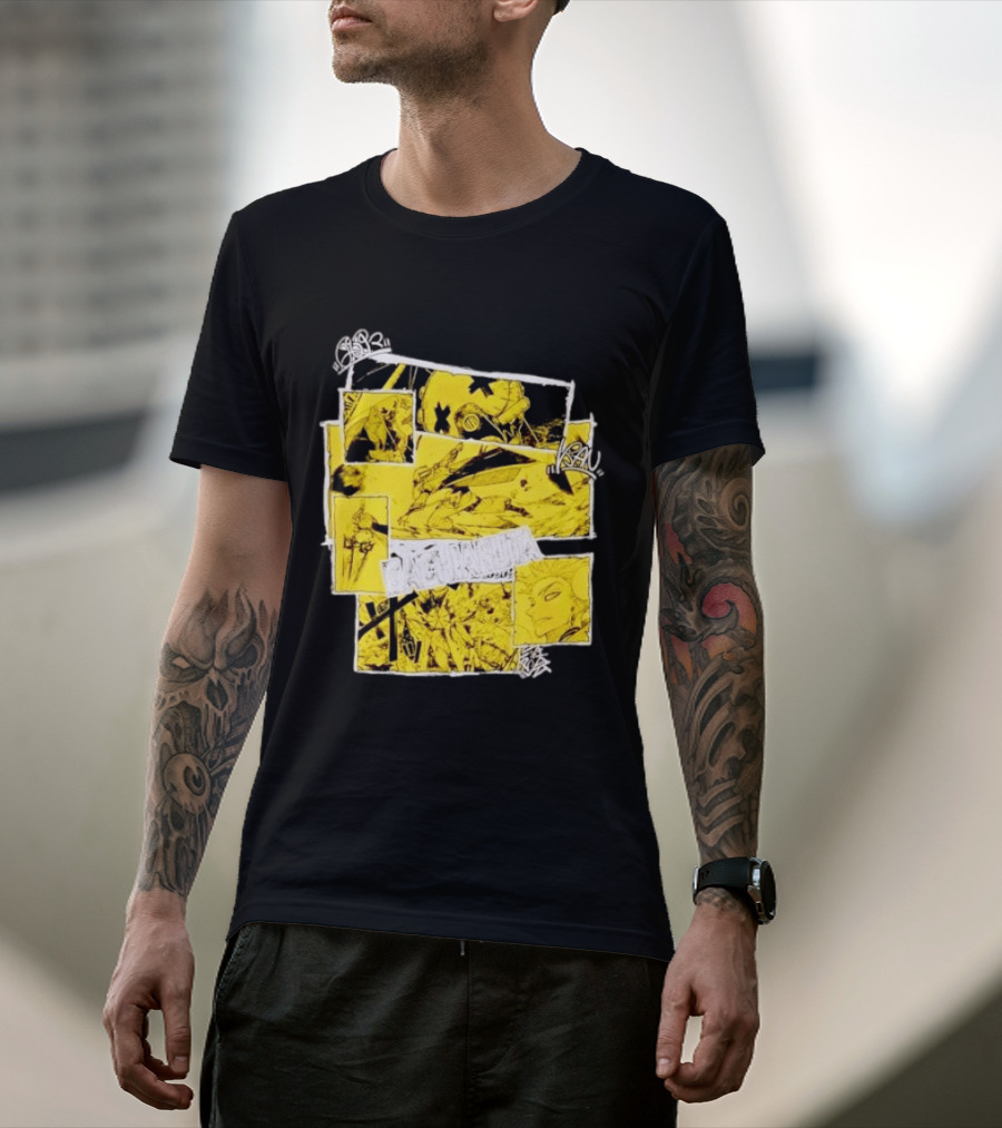 Gachiakuta Enjin Manga Panel Collage Yellow And Black Comic T-Shirt