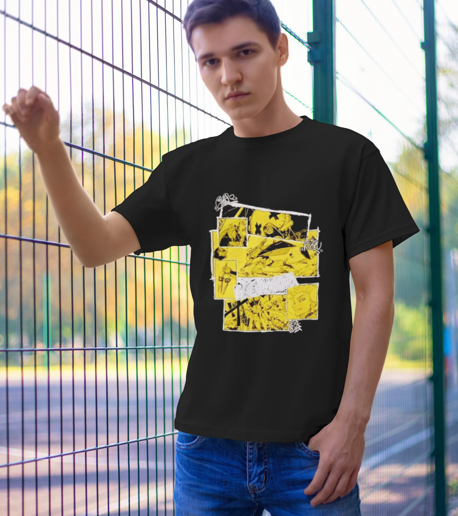 Gachiakuta Enjin Manga Panel Collage Yellow And Black Comic T-Shirt