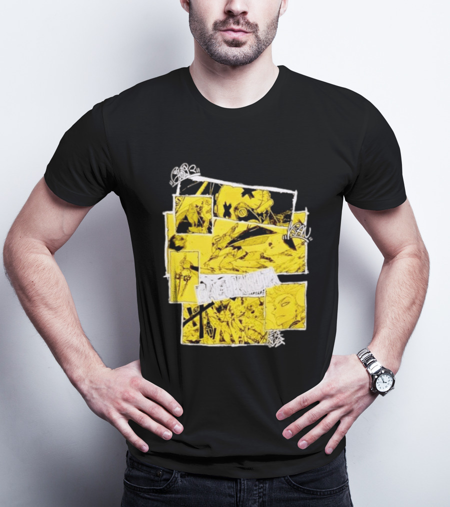 Gachiakuta Enjin Manga Panel Collage Yellow And Black Comic T-Shirt