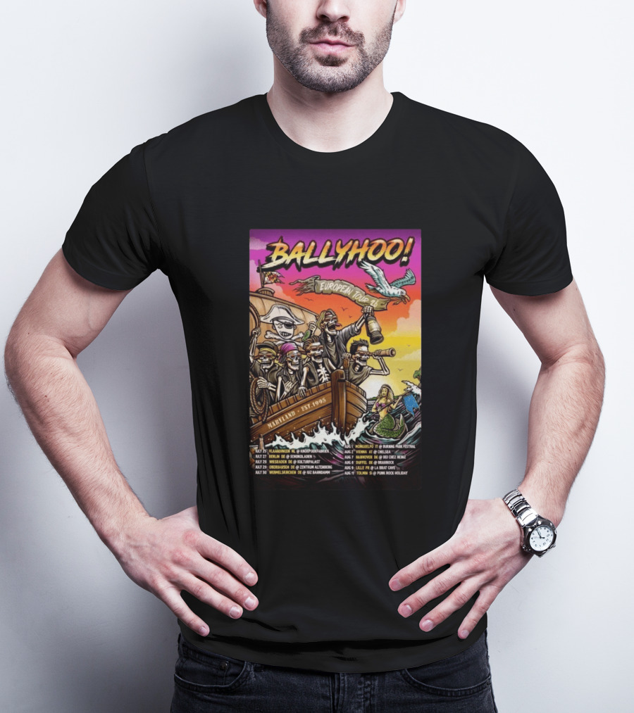 Ballyhoo European Tour 2026 Pirates Maryland Est 1995 T-Shirt