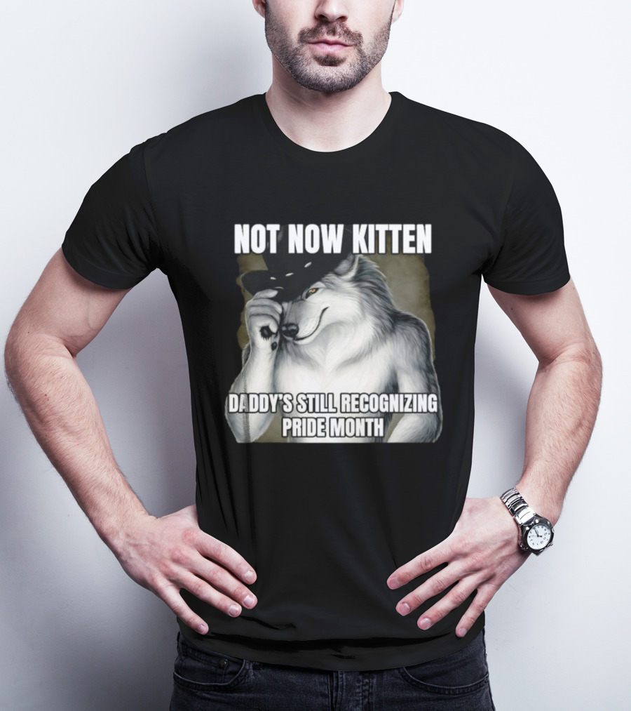 Not Now Kitten Daddy's Still Recognizing Pride Month Wolf T-Shirt