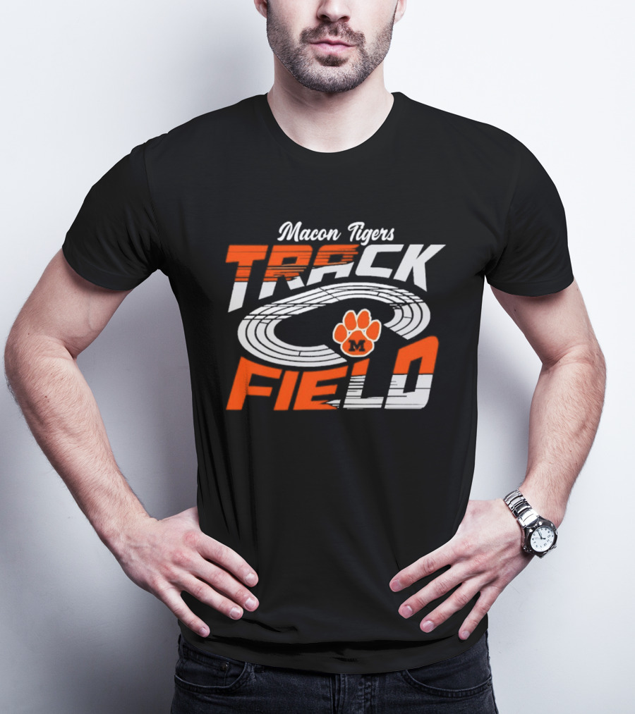 Macon Tigers Track And Field With Orange Paw Print T-Shirt