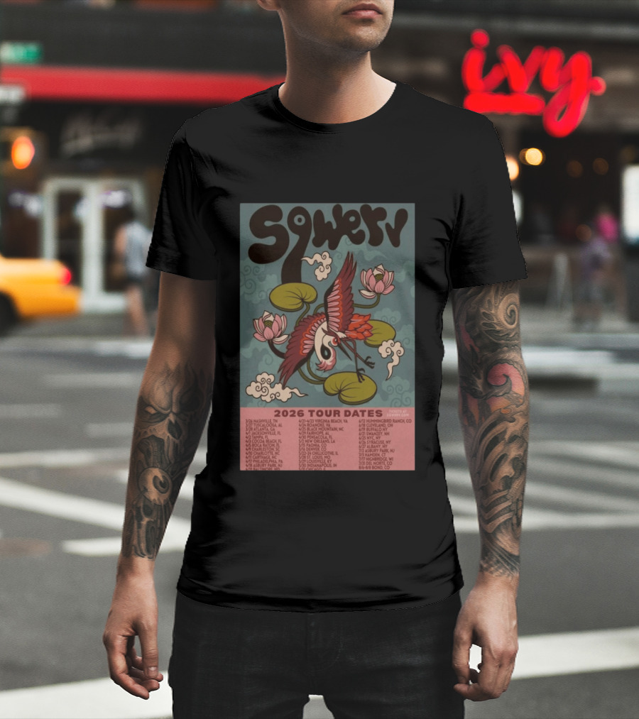 Sqwerv Summer Tour 2026 Crane Lotus Clouds Tour Dates Nashville Tarrytown Jacksonville Chapel Hill Atlanta Eureka Sonoma Santa Barbara T-Shirt