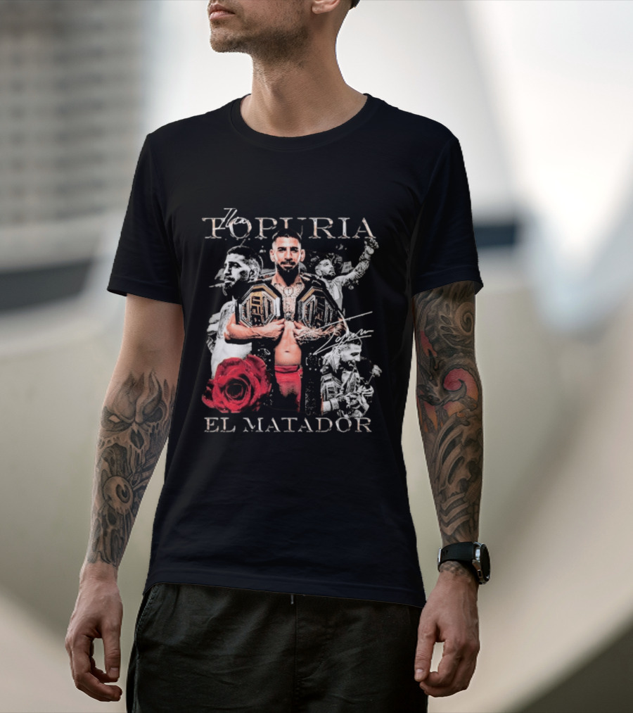 Topuria El Matador Ilia UFC Fighter With Championship Belt Concept T-Shirt