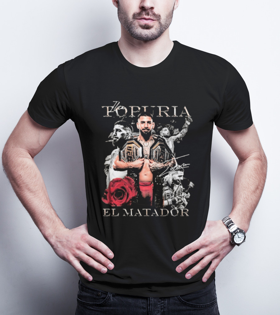 Topuria El Matador Ilia UFC Fighter With Championship Belt Concept T-Shirt