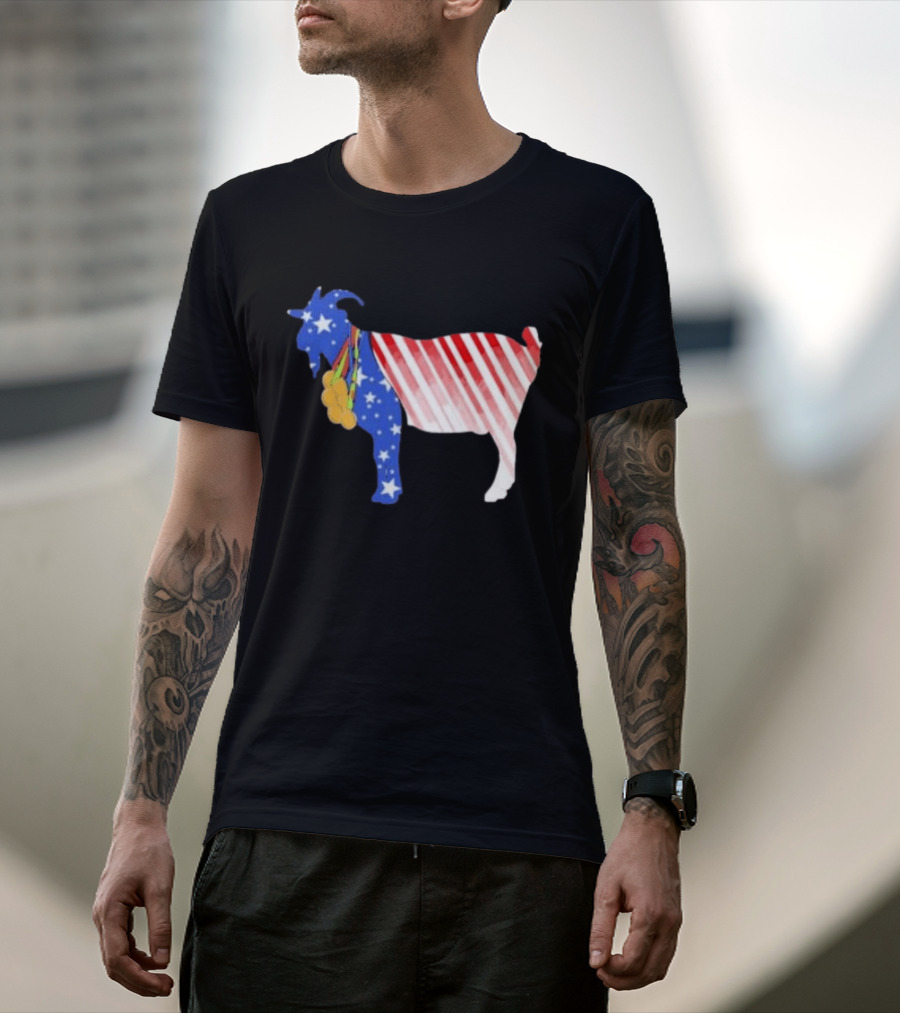 USA GOAT Stars Stripes Olympic Medals T-Shirt