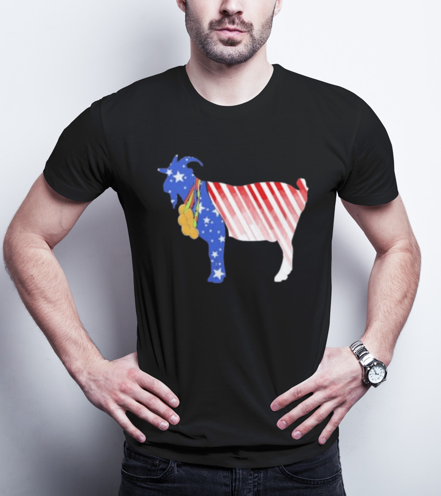 USA GOAT Stars Stripes Olympic Medals T-Shirt